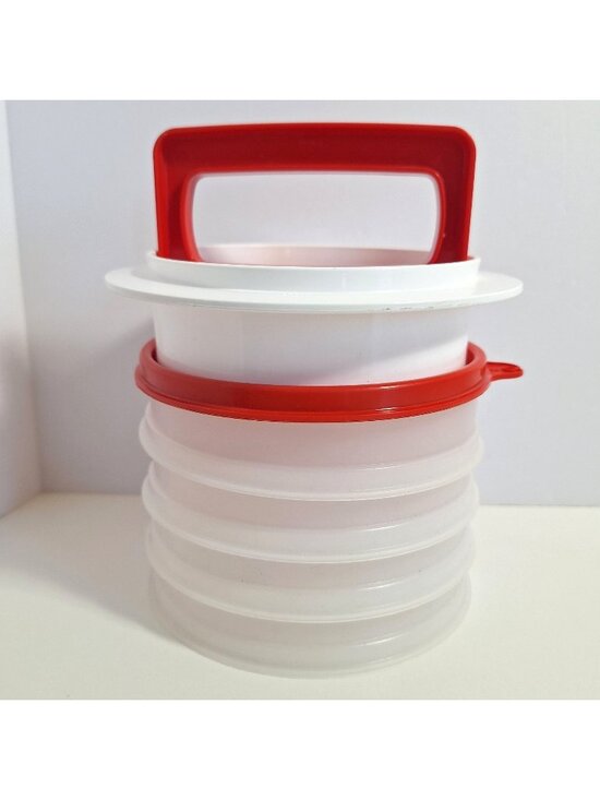 Tupperware | Kitchen | Tupperware Large Hamburger Press Seal White Red ...